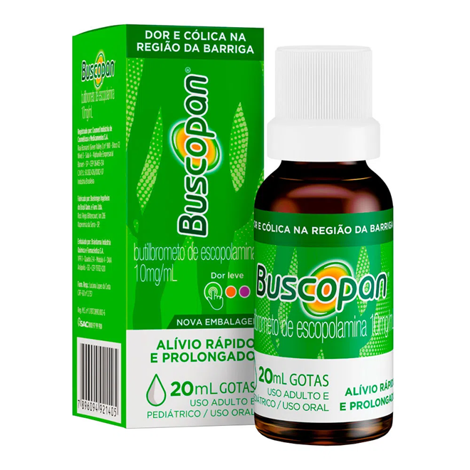Buscopan Gotas 10mg/mL, caixa com 1 frasco com 20mL de solução de uso ...