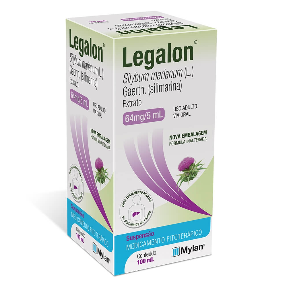 Legalon Suspensão 64mg/5mL, caixa com 1 frasco com 100mL de suspensão ...