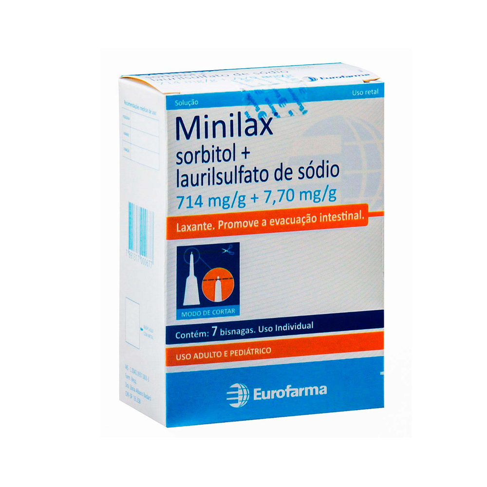 Minilax 714mg/g + 7,70mg/g, caixa com 7 bisnagas com 6,5g de solução de ...