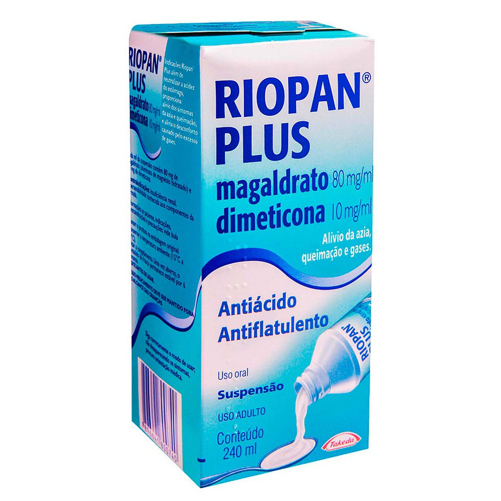 Riopan Plus Suspensão Oral 80mg/mL + 10mg/mL, caixa com 1 frasco com ...