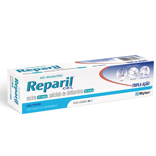 Reparil 10mg/g + 50mg/g, caixa com 1 bisnaga com 30g de gel de uso ...