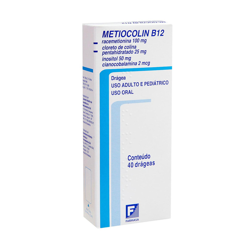 Metiocolin B12 100mg + 25mg + 50mg + 2mcg, caixa com 40 drágeas ...