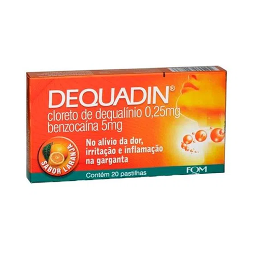 Dequadin 0,25mg + 5mg, caixa com 20 pastilhas, sabor laranja ...
