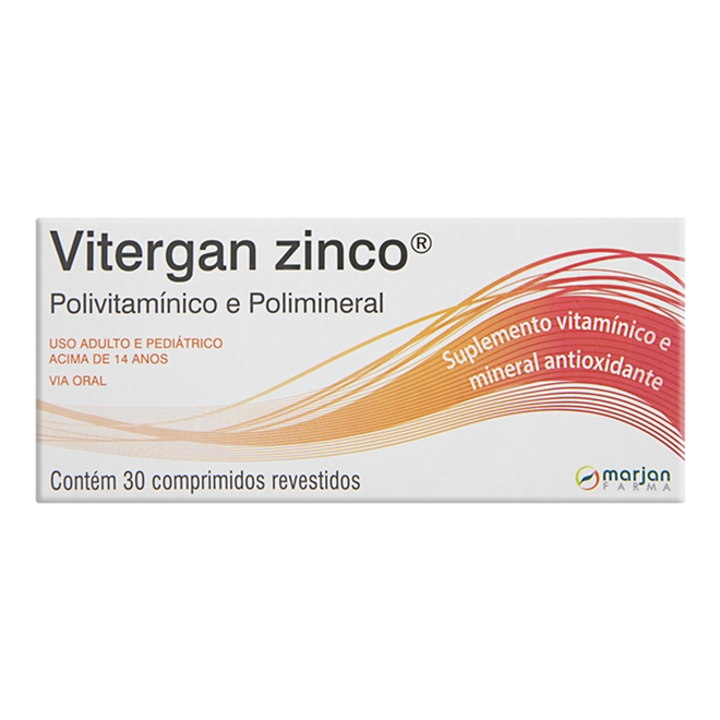 Vitergan Zinco 15mg, caixa com 30 comprimidos P7896226102603 - Vitergan ...