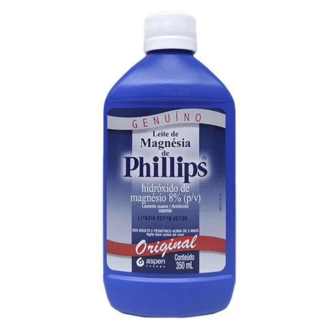 Leite de Magnésia de Phillips 1282,50mg/15mL, frasco com 350mL de ...