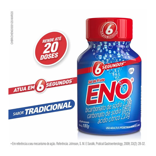 Sal de Frutas Eno frasco com 100g de pó efervescente de uso oral ...