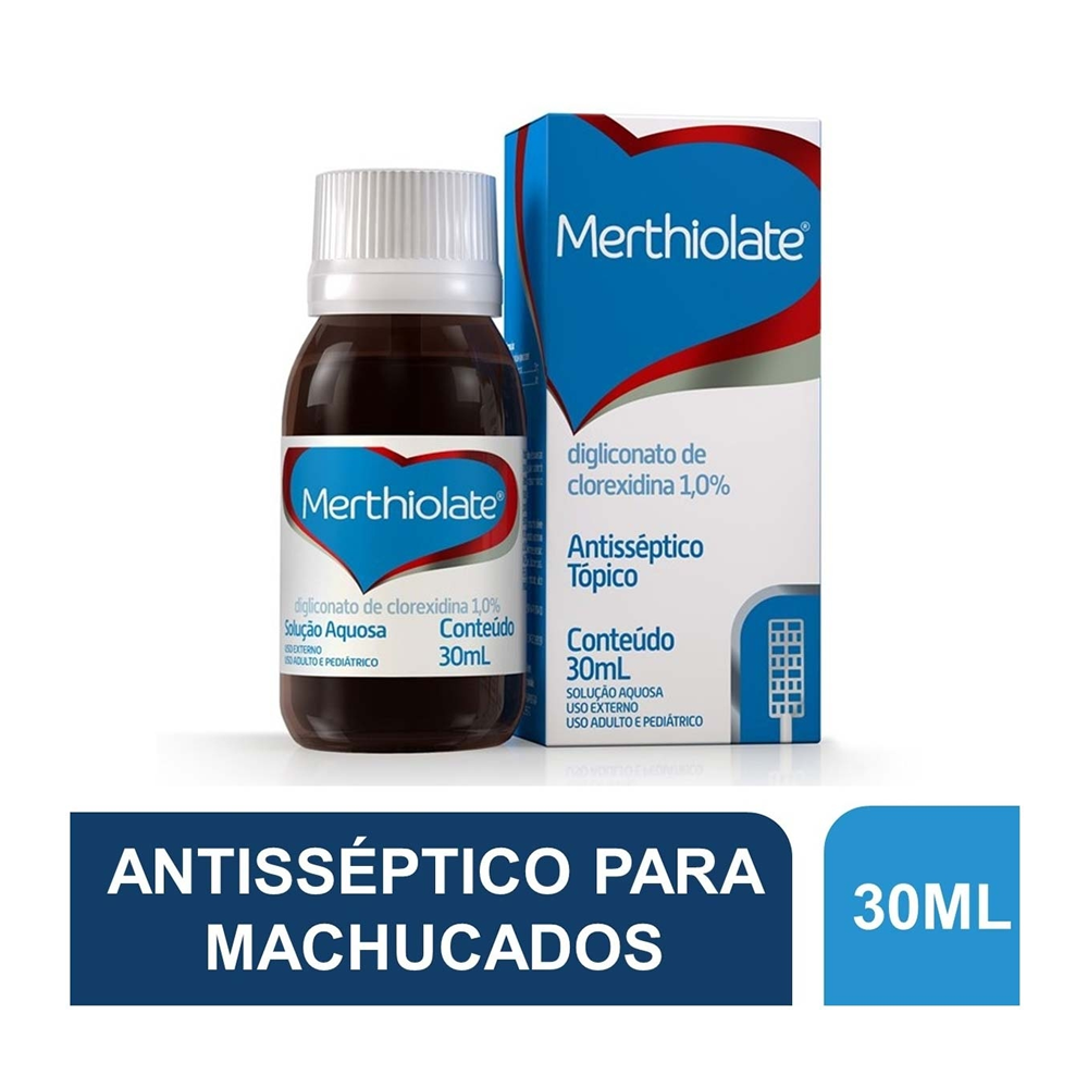 Merthiolate 10mg/mL, caixa com 1 frasco com 30mL de solução aquosa de ...