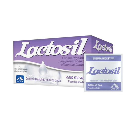 Lactosil Sachê 4.000FCC, caixa com 30 sachês com 2g cada P7896637026291 ...