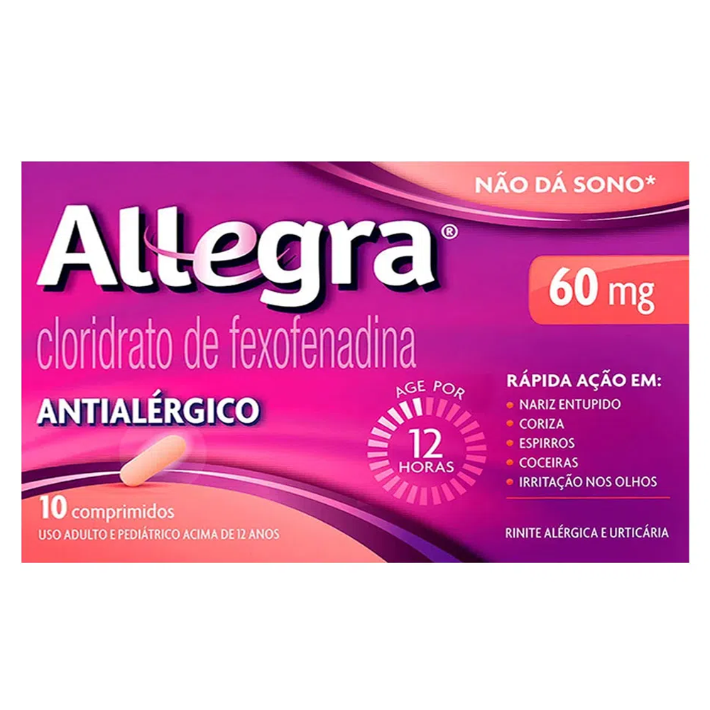 Allegra Comprimido 60mg, caixa com 10 comprimidos revestidos ...