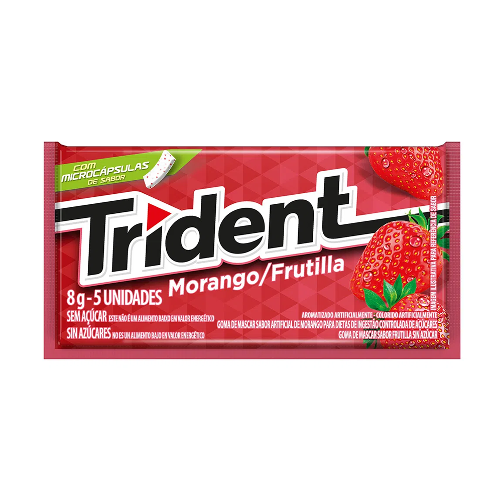 Chiclete Trident morango, 8g, 1 unidade P7895800201503 - Chiclete ...