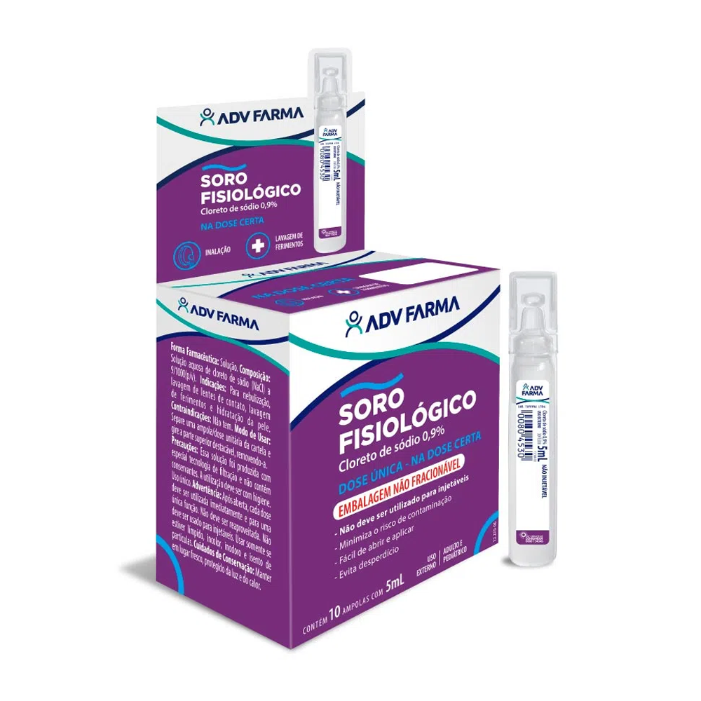 SOL FISIOL ADV C/10 AMP 5ML - Solução Fisiológica Adv 10 Ampolas 5Ml ...