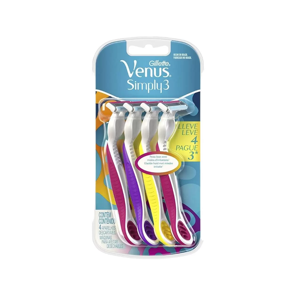 Aparelho Depilatório Gillette Simply Vênus recarregável, leve 4 pague 3 ...