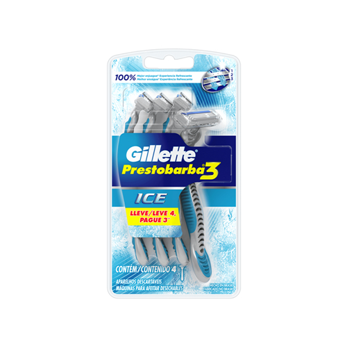 Aparelho de Barbear Gillette Prestobarba 3 Ice 4 Unidades ...
