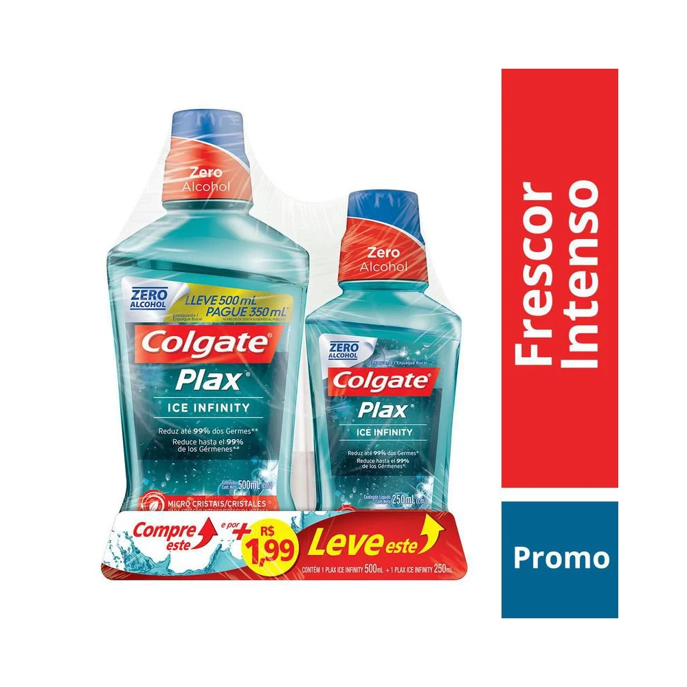 Enxaguante Bucal Colgate Plax Ice Infinity 500mL + 250mL, 2 unidades ...