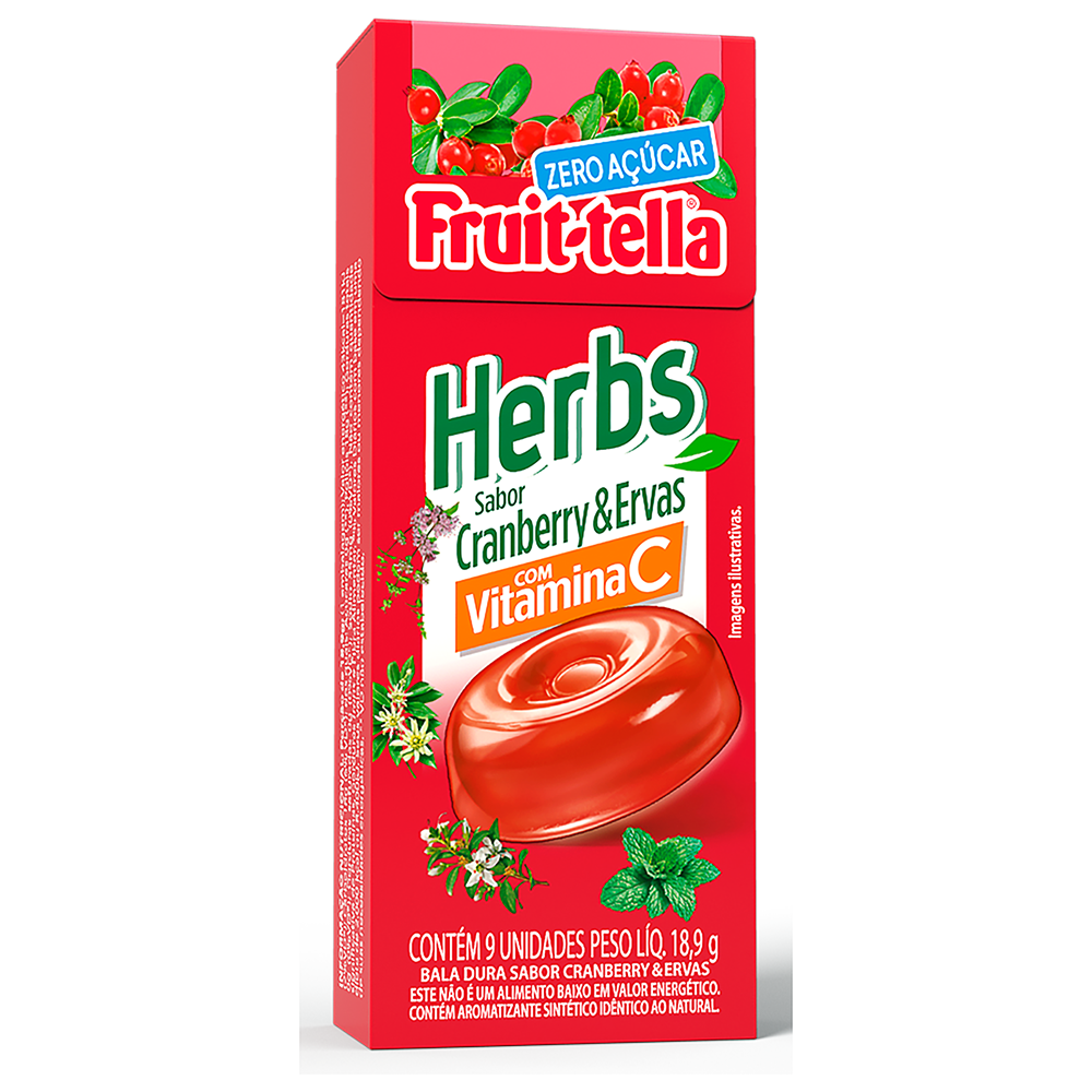 BALA FRUITELLA CRANB E ERVAS S/ACUCAR 18,9G - Bala Fruitella Cranberry ...