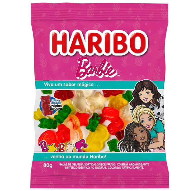 BALA HARIBO GEL BARBIE FRUTAS SORT 80G - Bala De Gelatina Barbie Frutas ...