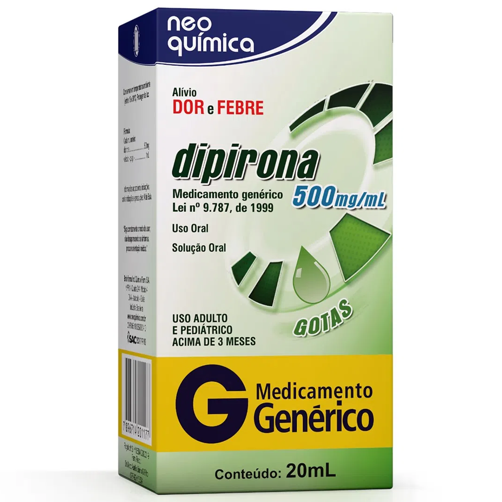 Dipirona Sódica 500Mg Gotas Com 20Ml Néo Química - Dipirona Sódica ...