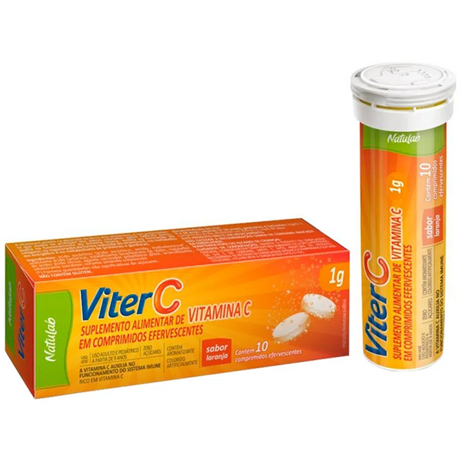 Viter C 1G Com 10 Comprimidos Efervescente Natulab - Viter C 1G Com 10 Comprimidos Efervescente ...