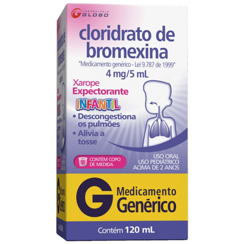 Bromexina 0,8Mg Xarope Pediátrico Com 120Ml Globo - Cloridrato De ...