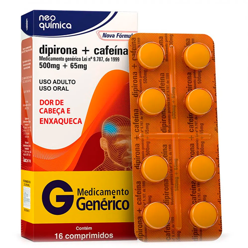 Dipirona Sódica + Cafína 500 + 65Mg Com 16 Comprimidos Néo Química ...