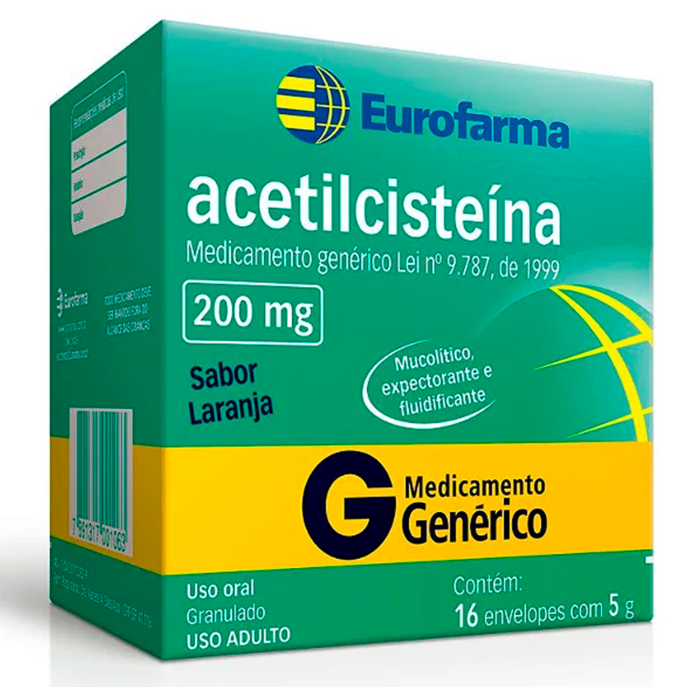 ACETILCISTEINA 200MG C/16 ENV EUROFARMA - Acetilcisteína 200Mg Com 16 ...