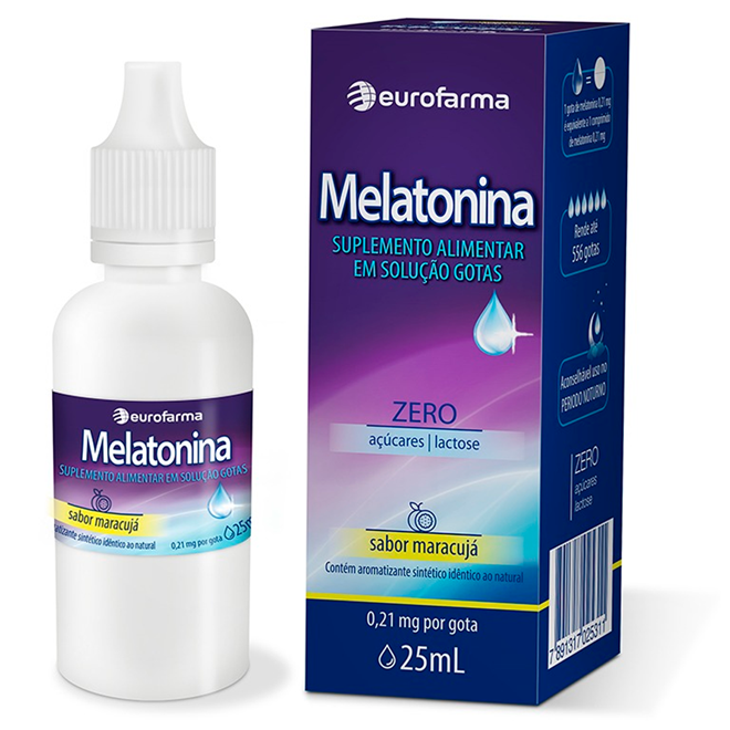 MELATONINA ZERO ACUCAR E LACTOSE MARACUJA 25ML GTS EUROFARMA ...